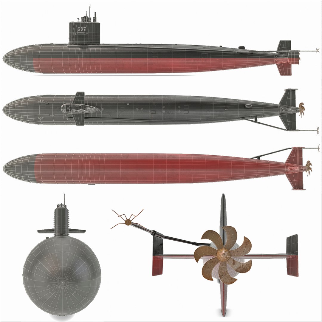 uss sturgeon submarine 3d model