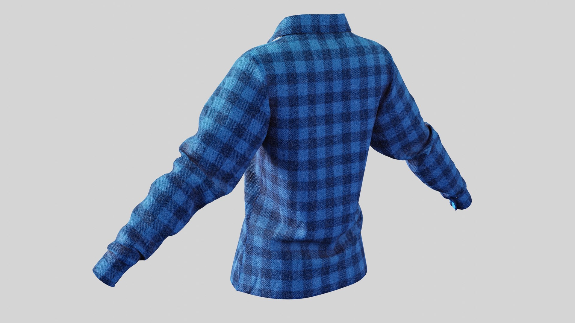 3D Model Female Shirt 01 Blue Fannel Checkered - TurboSquid 2421873