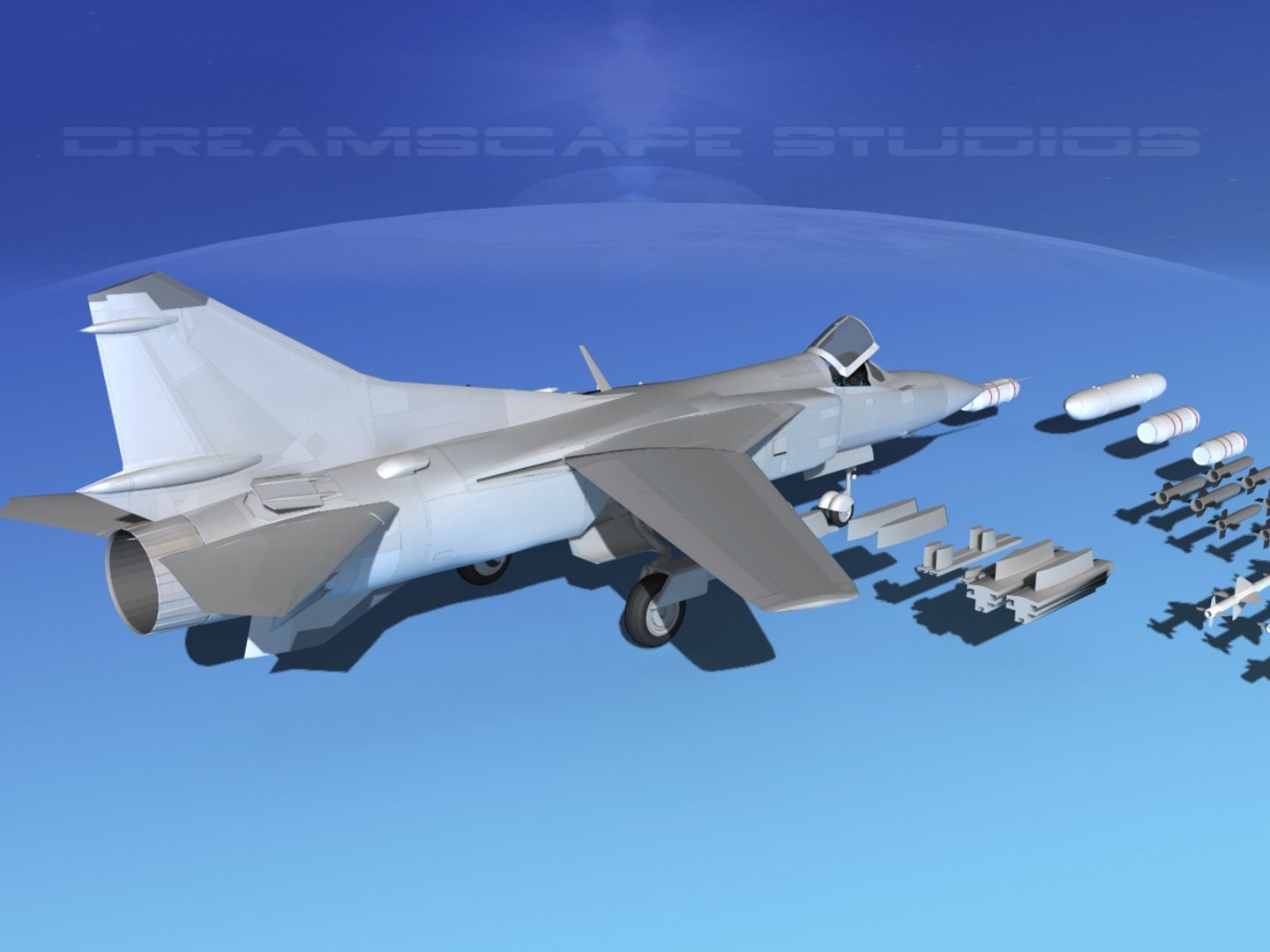 3d dxf mig-23 flogger b fighter