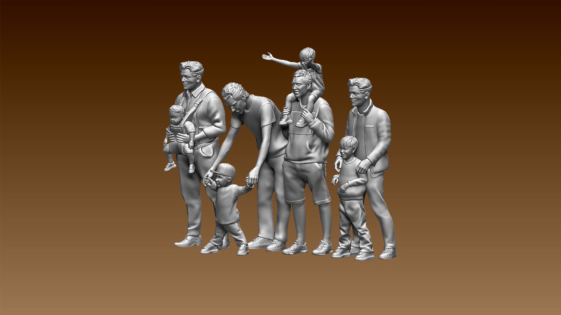 3D Model Man And Children - TurboSquid 2262678