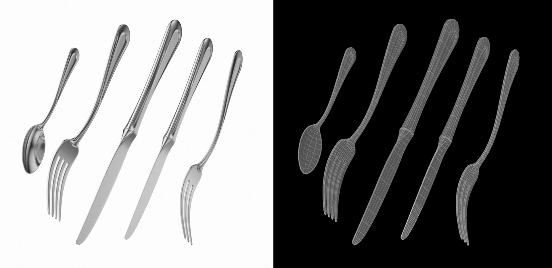 Classic Cutlery Set 5 Pieces COLLECTION 3D Model - TurboSquid 2204661