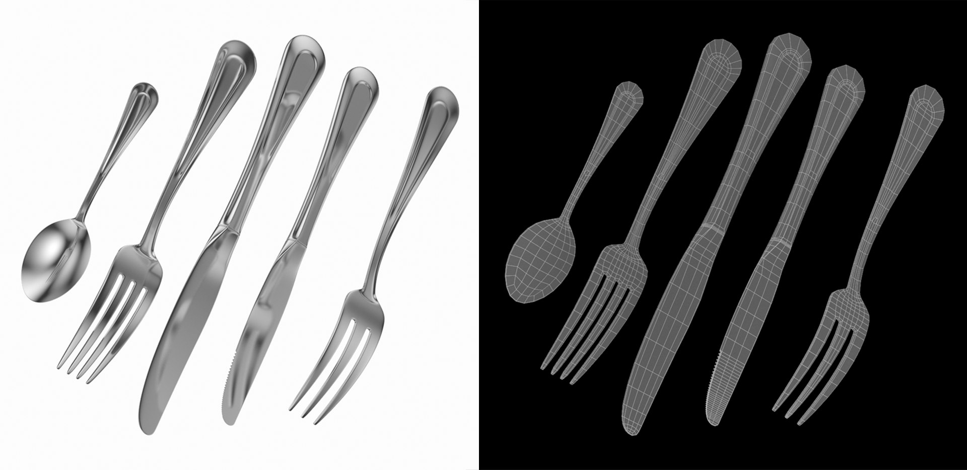 Classic Cutlery Set 5 Pieces COLLECTION 3D Model - TurboSquid 2204661