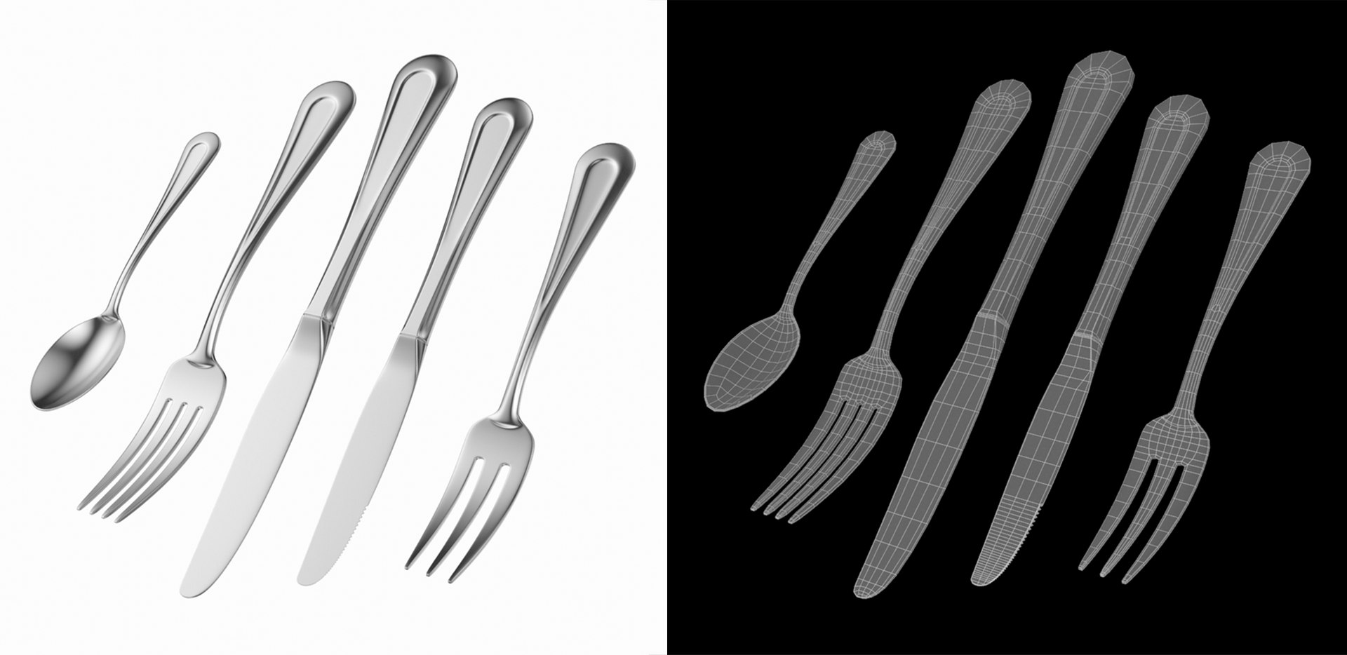 Classic Cutlery Set 5 Pieces COLLECTION 3D Model - TurboSquid 2204661