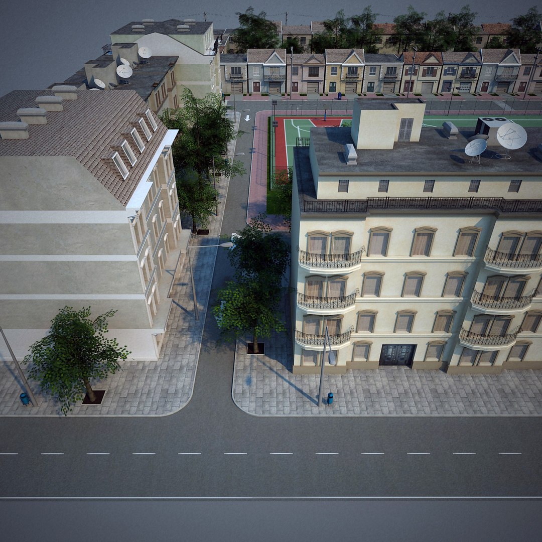realistic hd city block 3d max