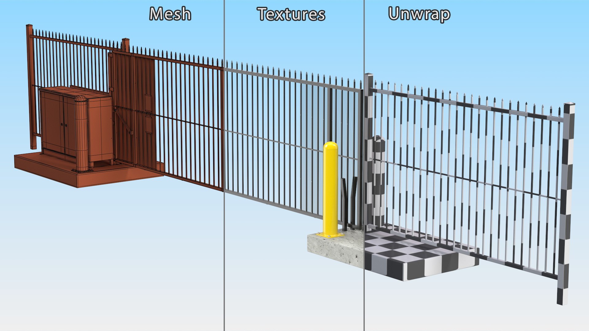 3D Industrial Vertical Gate Black - TurboSquid 2202976
