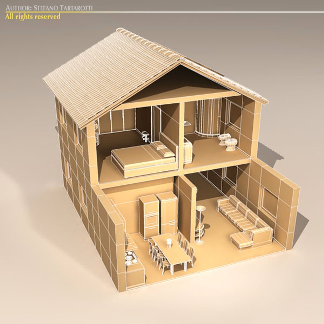 3d Model Stilized House Cutaway