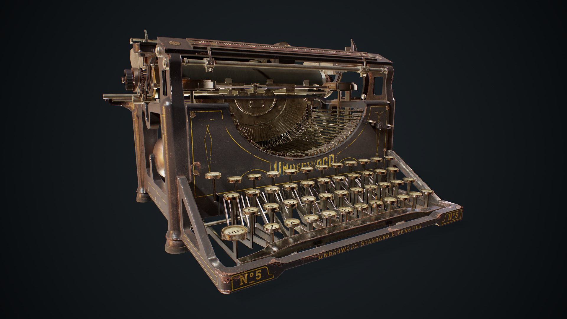 Old Typewriter Model - TurboSquid 1897065