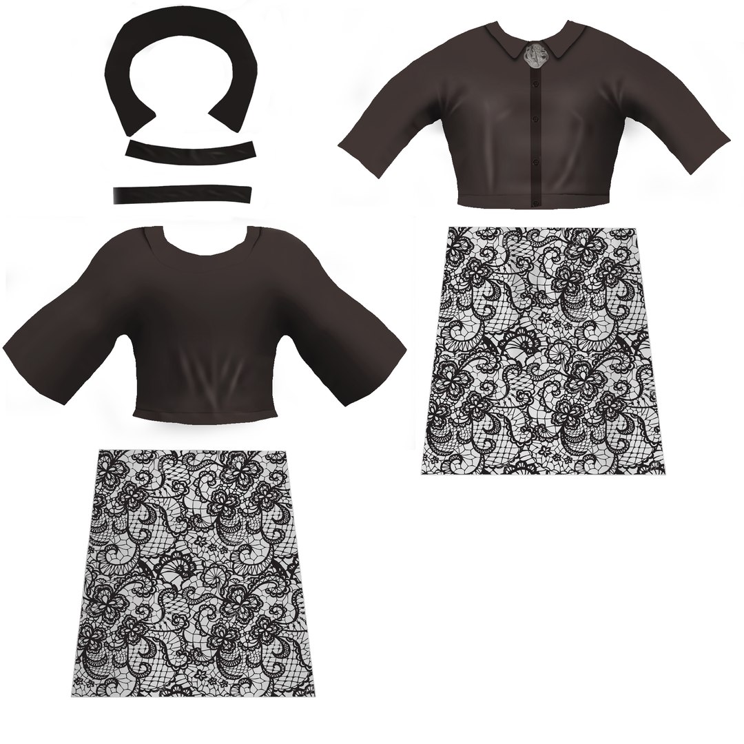 3D Black Lace Dress - TurboSquid 1820902