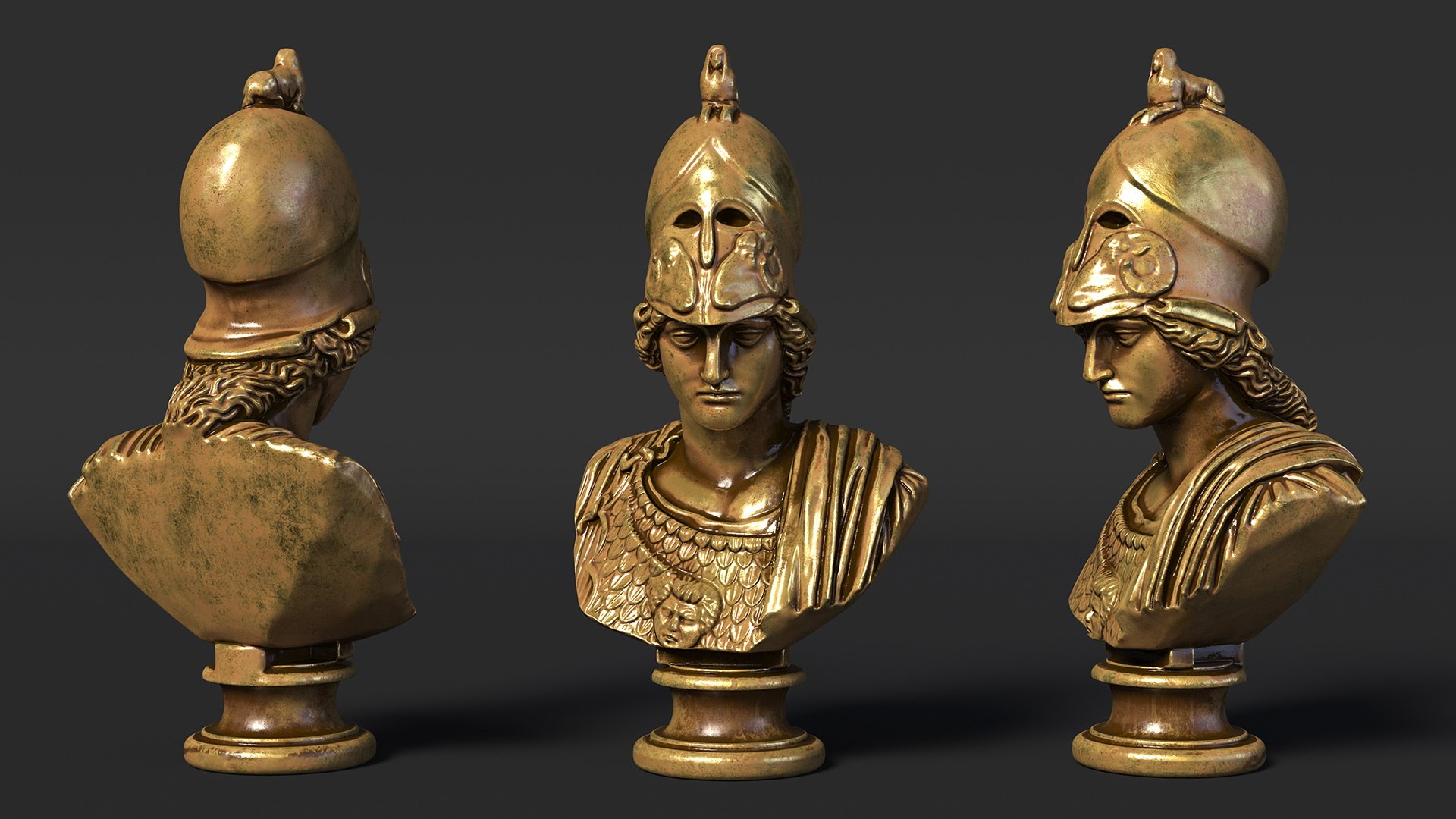 Head Sculpture Goddess Athena Bronze Model - TurboSquid 2080973