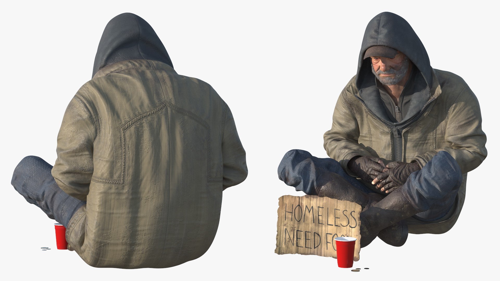 Dual Roof Slum Shack And Homeless Man Model - TurboSquid 2330216