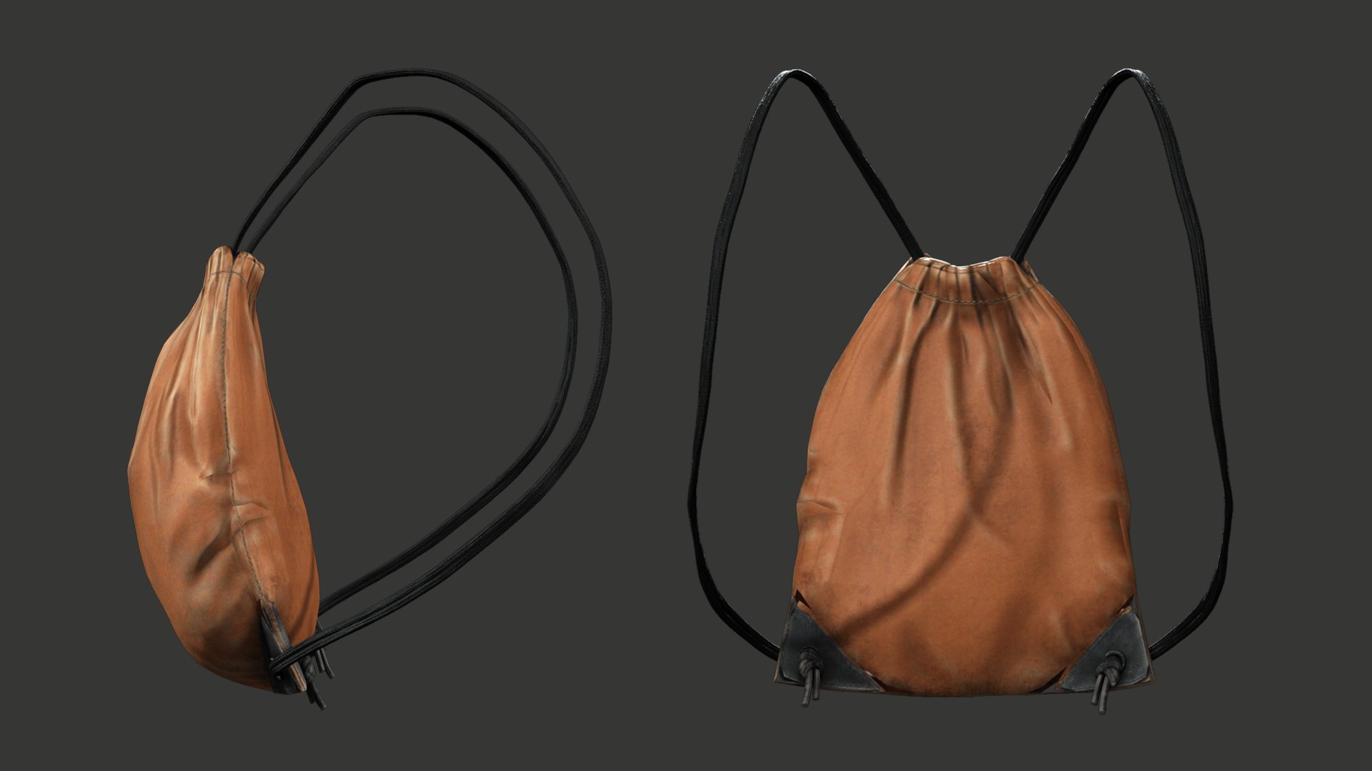 3D Brown Drawstring Bag - Realistic 3D Model Model - TurboSquid 2419960