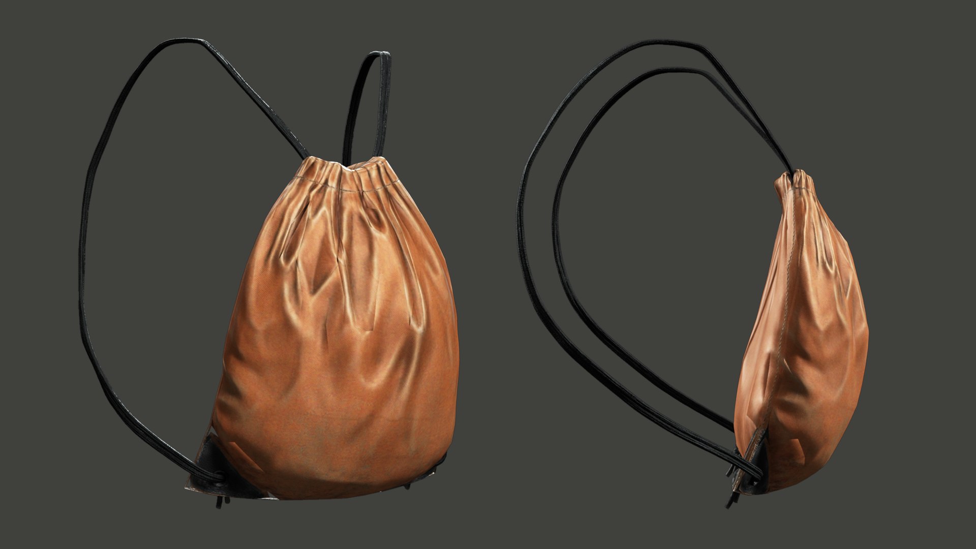 3D Brown Drawstring Bag - Realistic 3D Model Model - TurboSquid 2419960