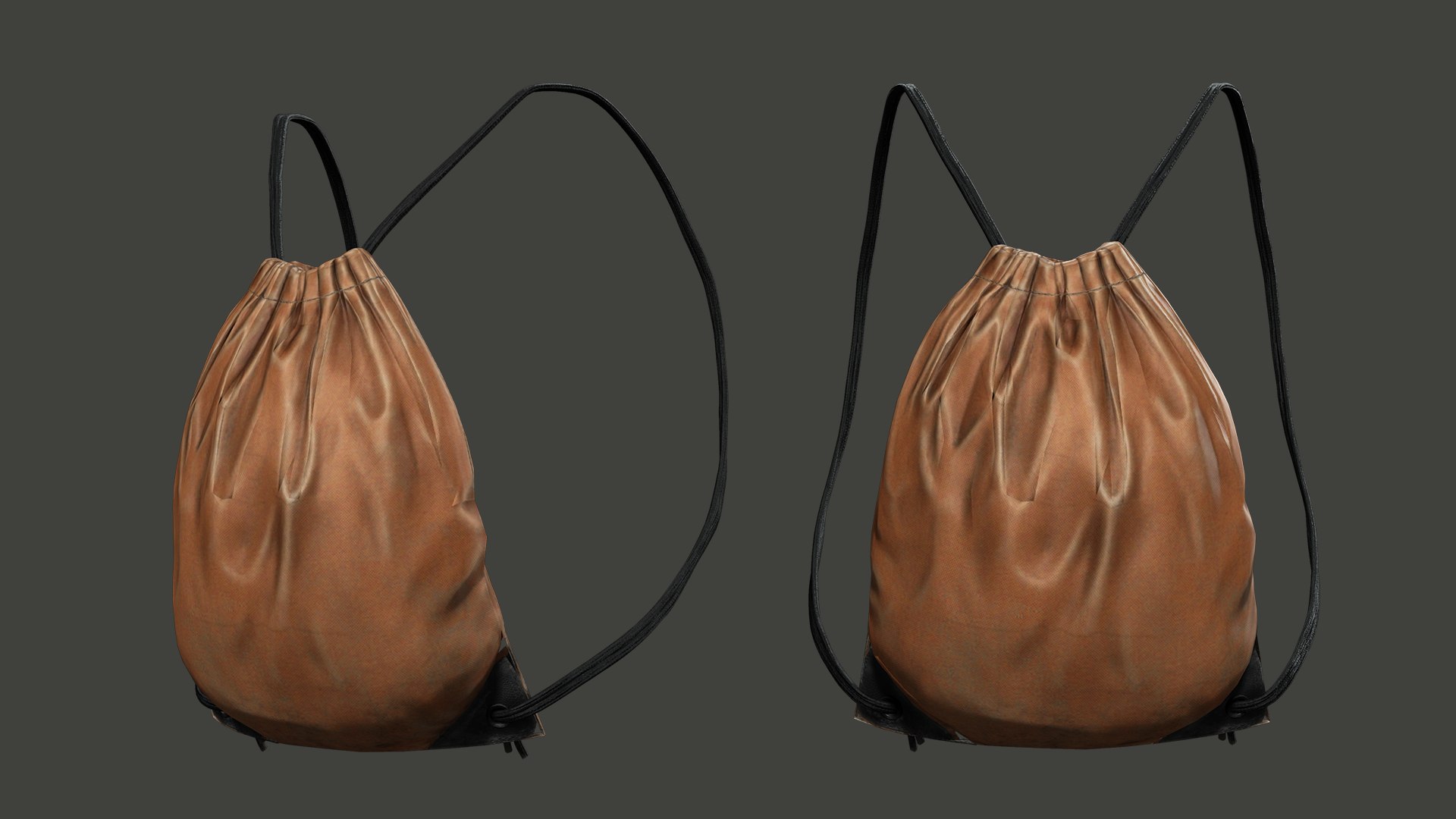 3D Brown Drawstring Bag - Realistic 3D Model Model - TurboSquid 2419960