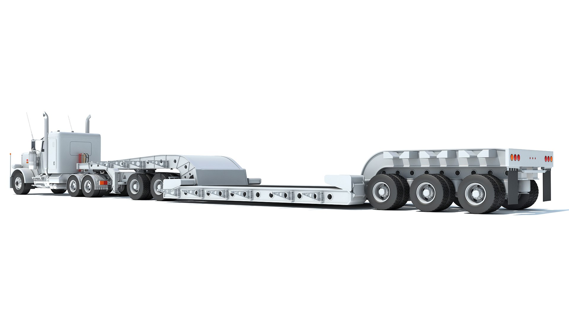 Semi Truck With Lowboy Trailer 3D - TurboSquid 2278435