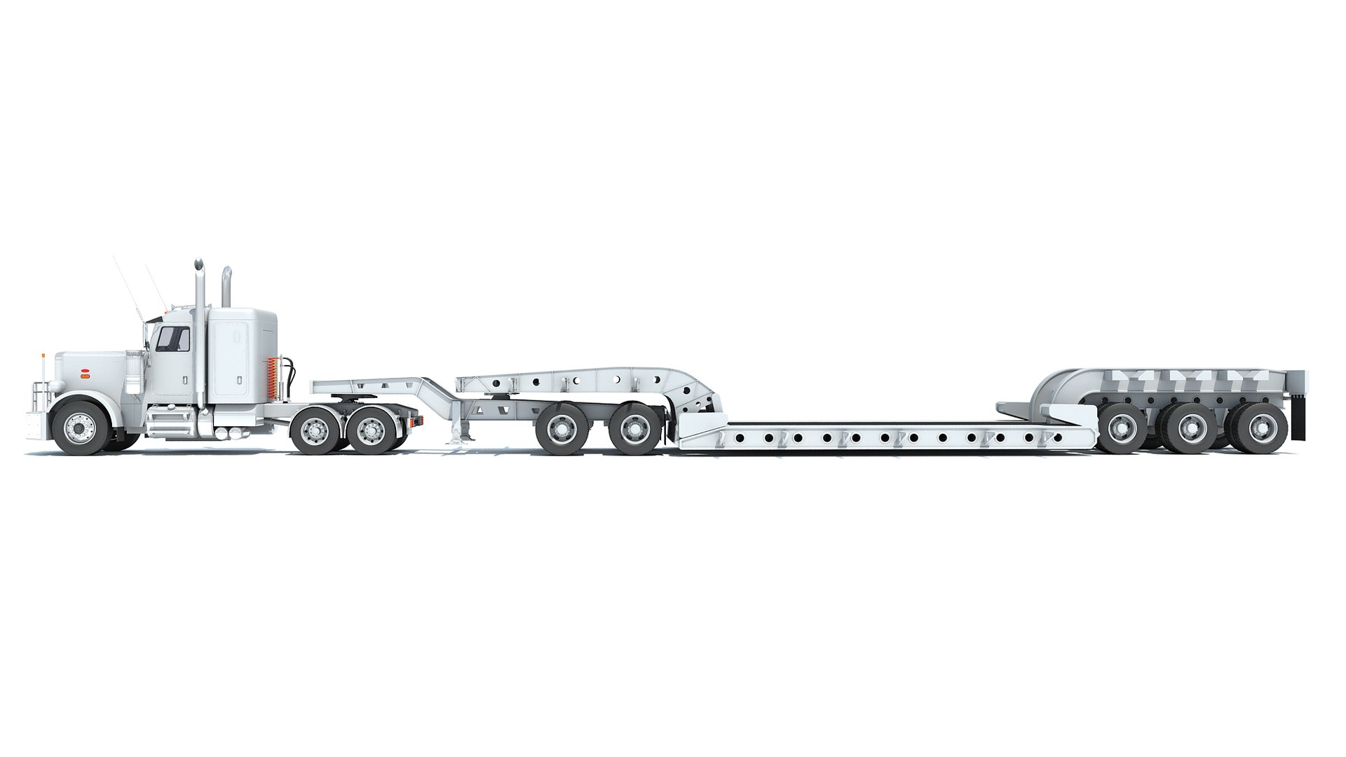 Semi Truck With Lowboy Trailer 3D - TurboSquid 2278435