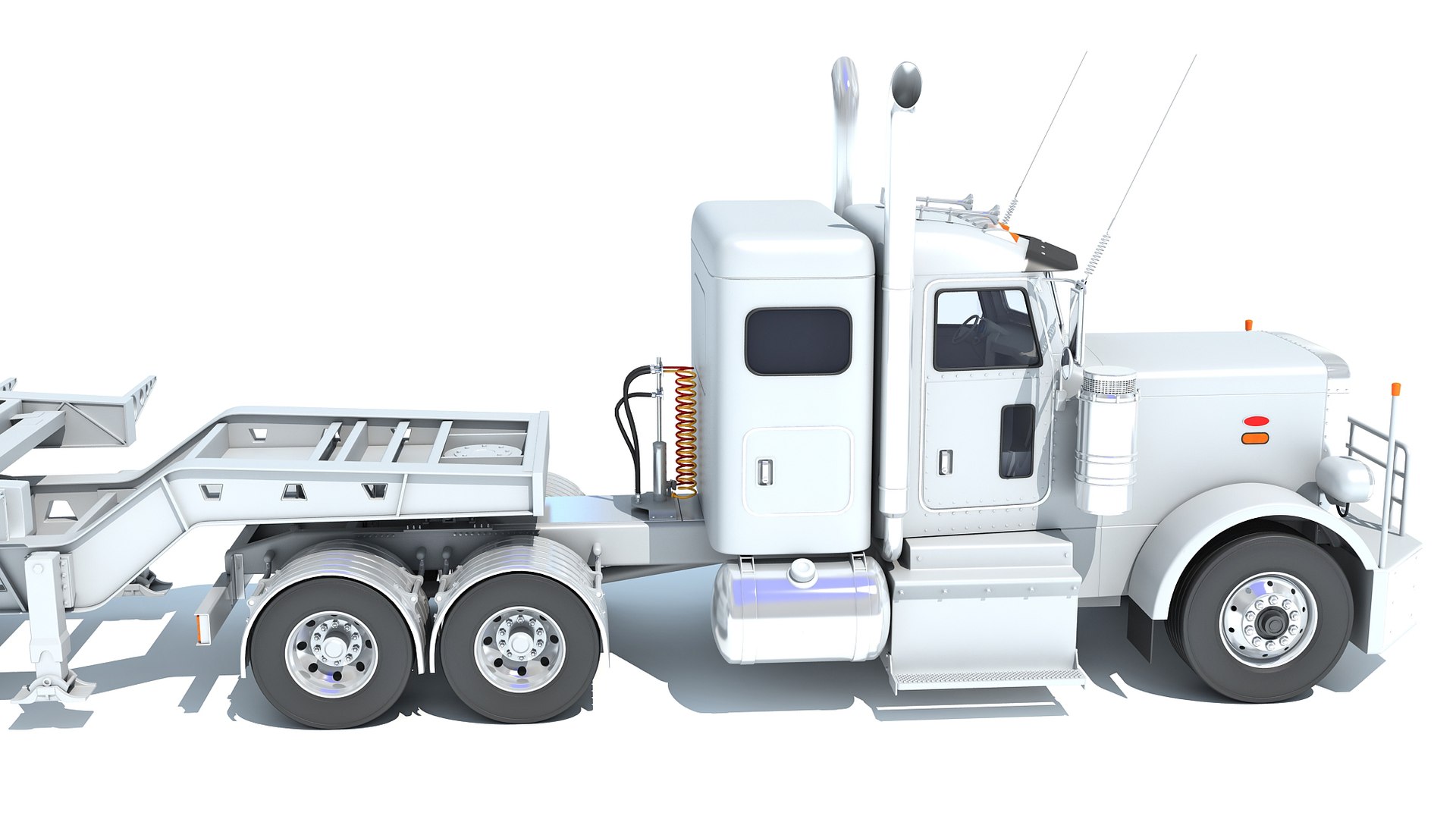 Semi Truck With Lowboy Trailer 3D - TurboSquid 2278435