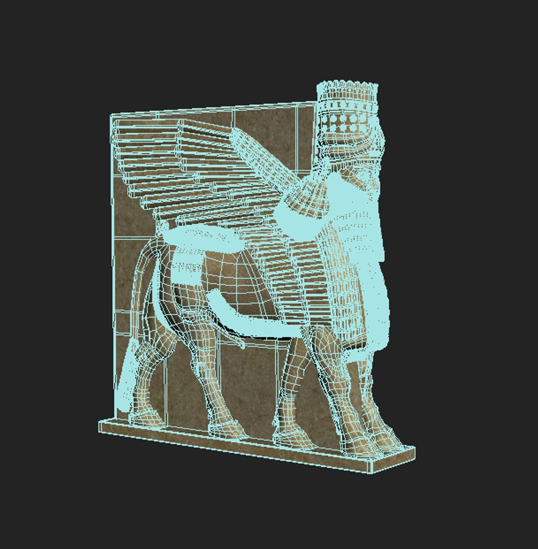 Winged Bull Statues 3d Model