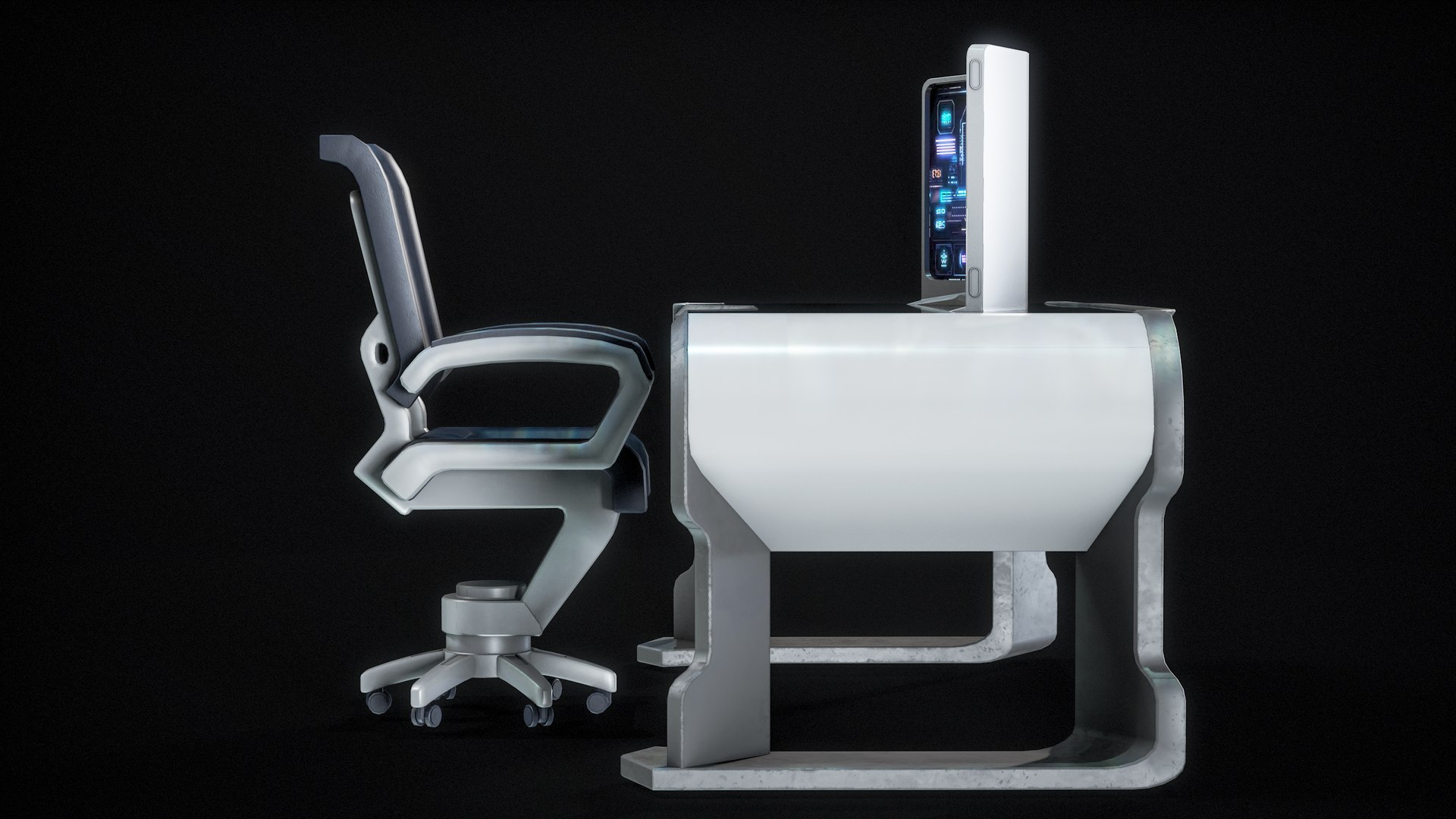 3D Sci-Fi Computer Table PBR - TurboSquid 2096864