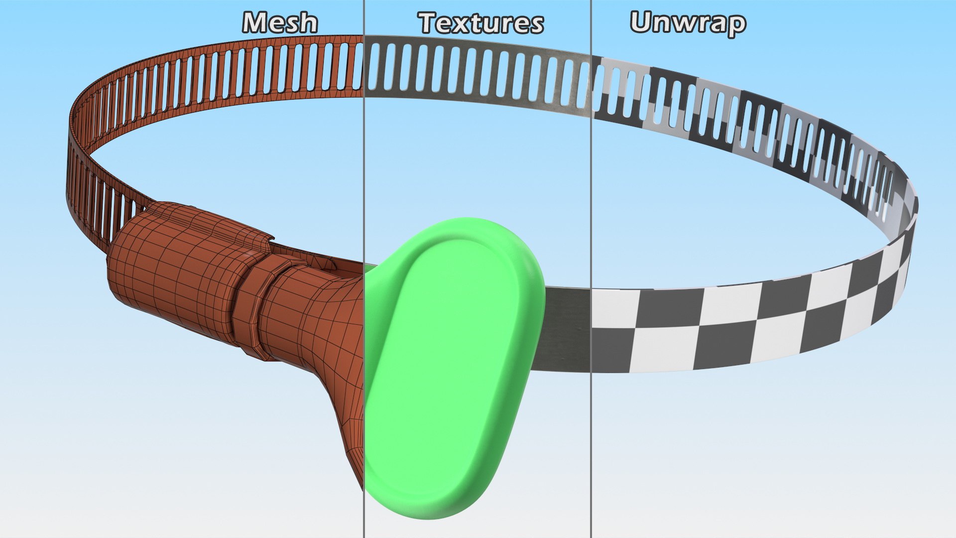 3D Perforated Hose Clamp With Turn Key 78 101mm - TurboSquid 1810252
