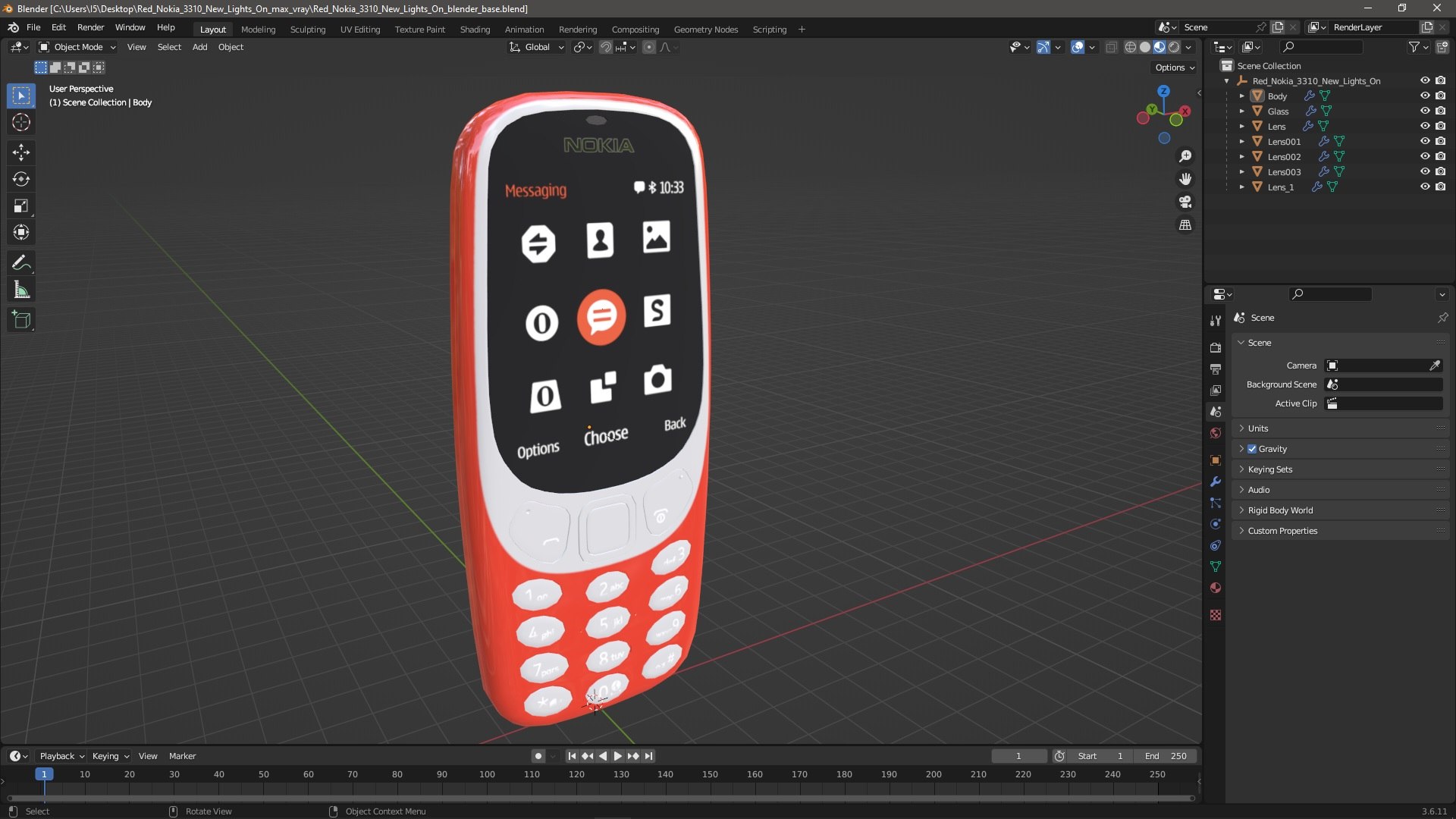 Red Nokia 3310 New Lights On 3D Model - TurboSquid 2268152