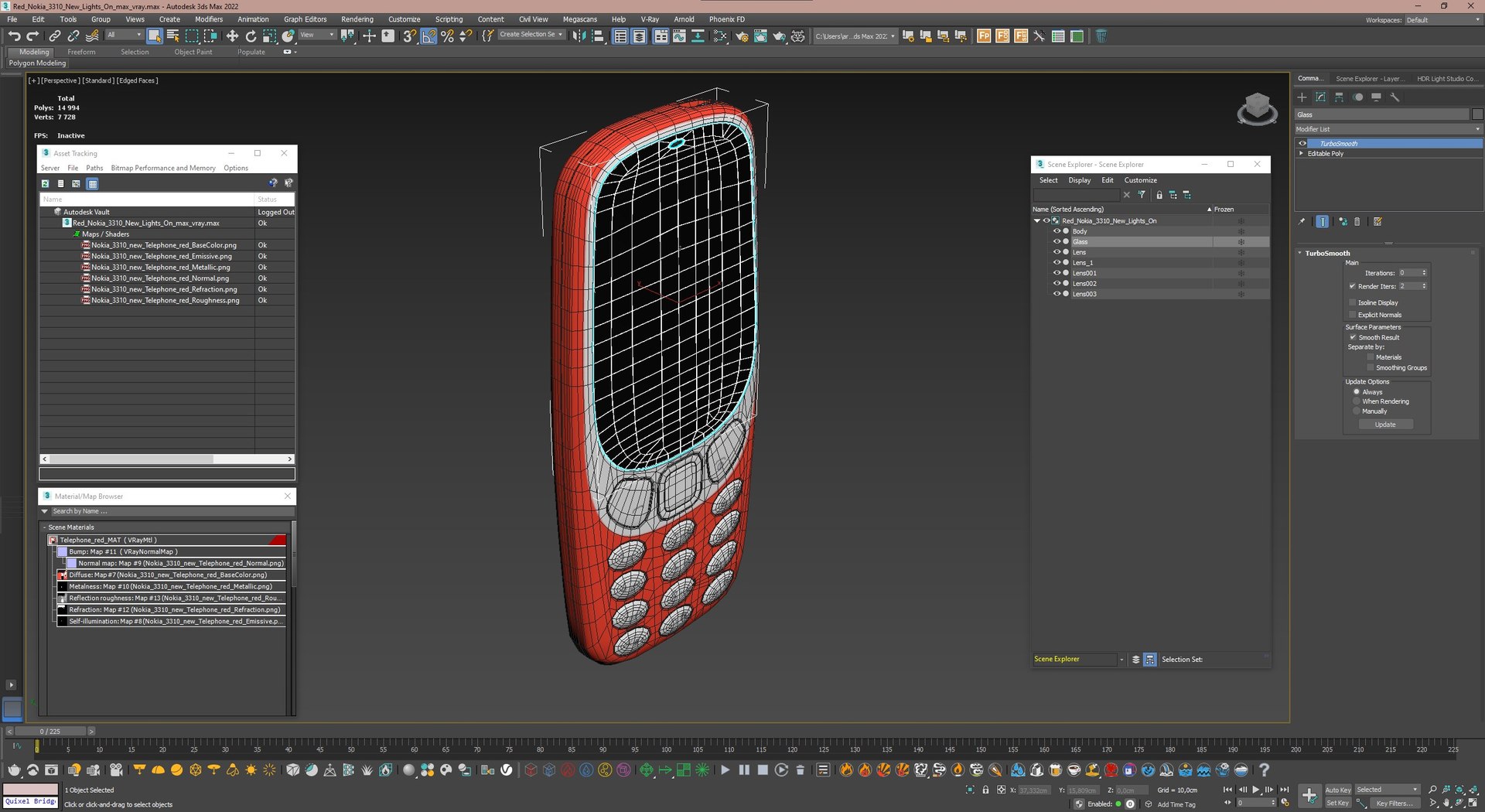 Red Nokia 3310 New Lights On 3D Model - TurboSquid 2268152