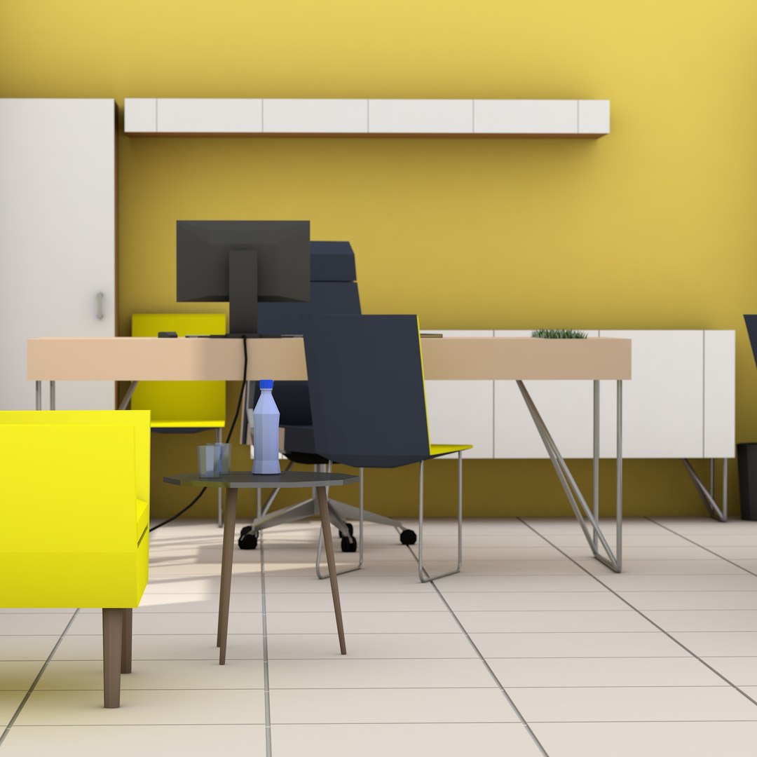 3D Modern Office Interior Low-poly 3D Model Model - TurboSquid 1738602