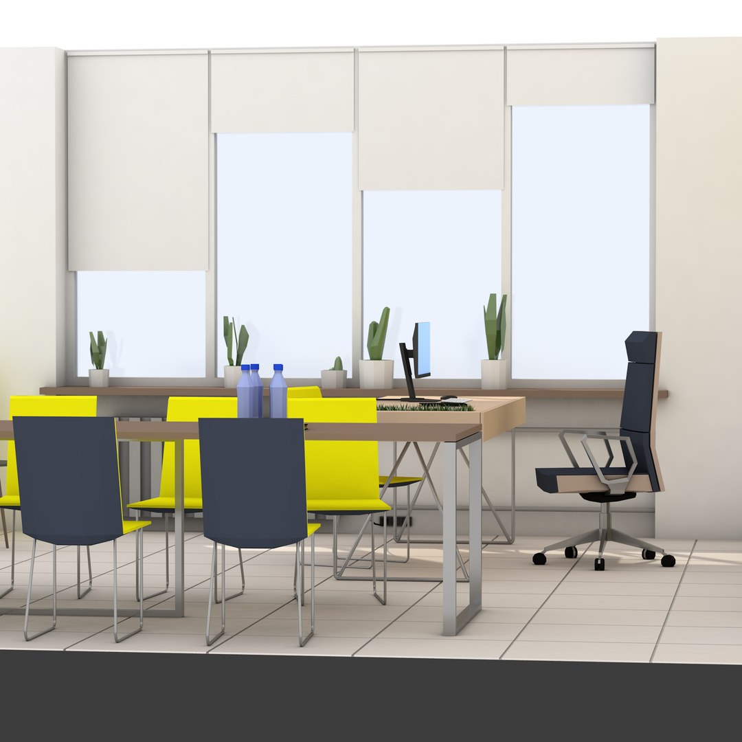 3D Modern Office Interior Low-poly 3D Model Model - TurboSquid 1738602