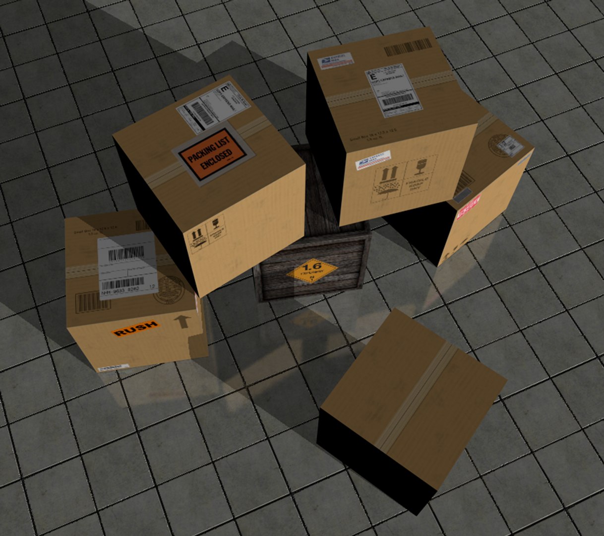 Cinema4d Cardboard Boxes