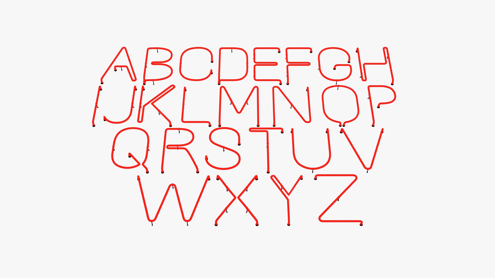 3D Neon Red Alphabets - Uppercase - TurboSquid 2180946