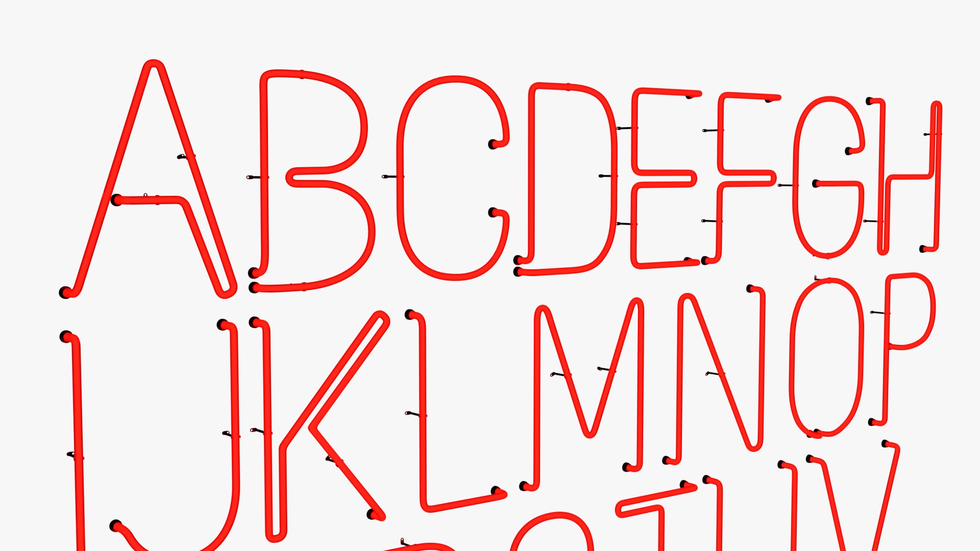 3D Neon Red Alphabets - Uppercase - TurboSquid 2180946