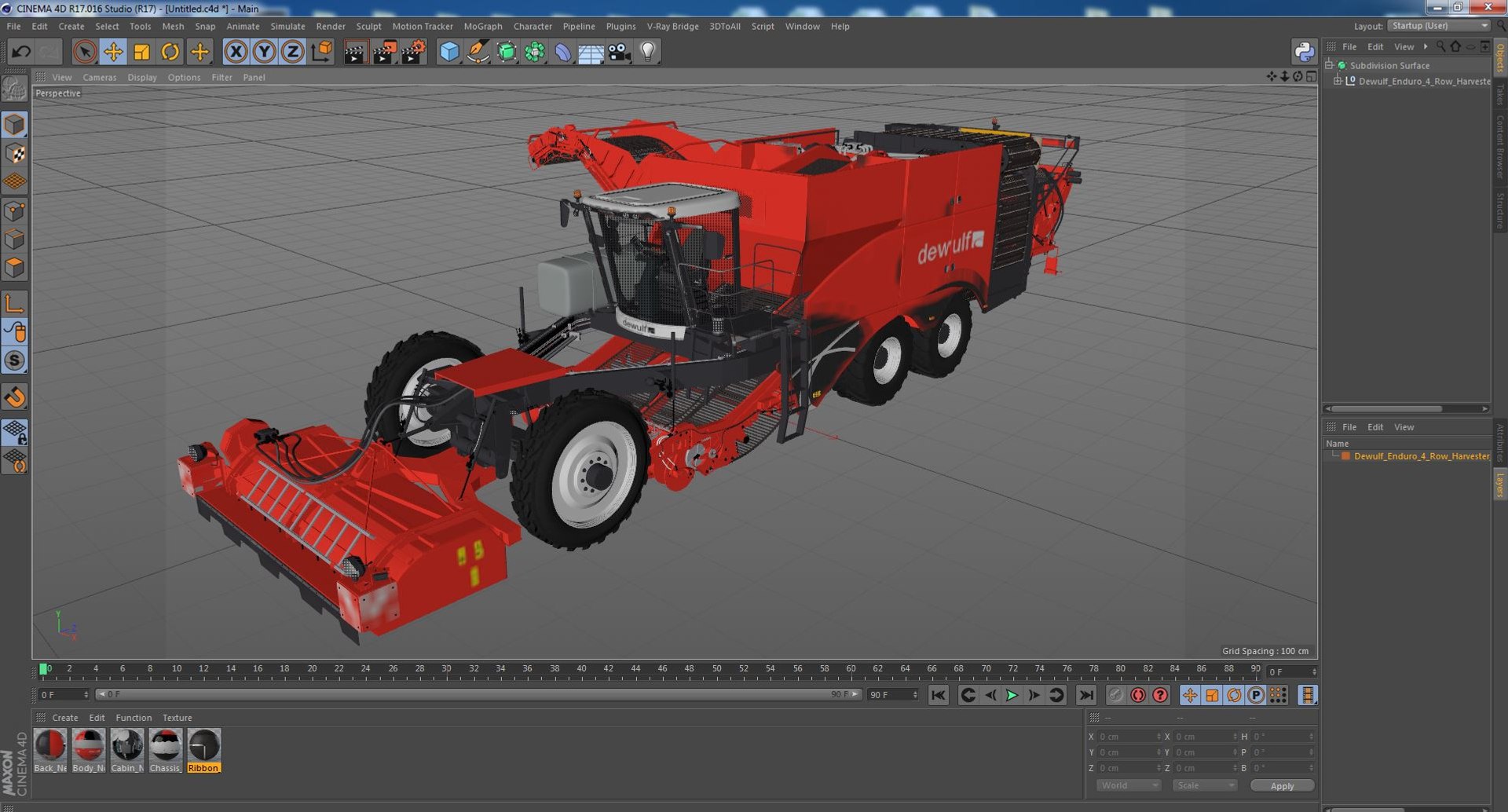 Dewulf Enduro 4-Row Harvester 3D Model - TurboSquid 2040971