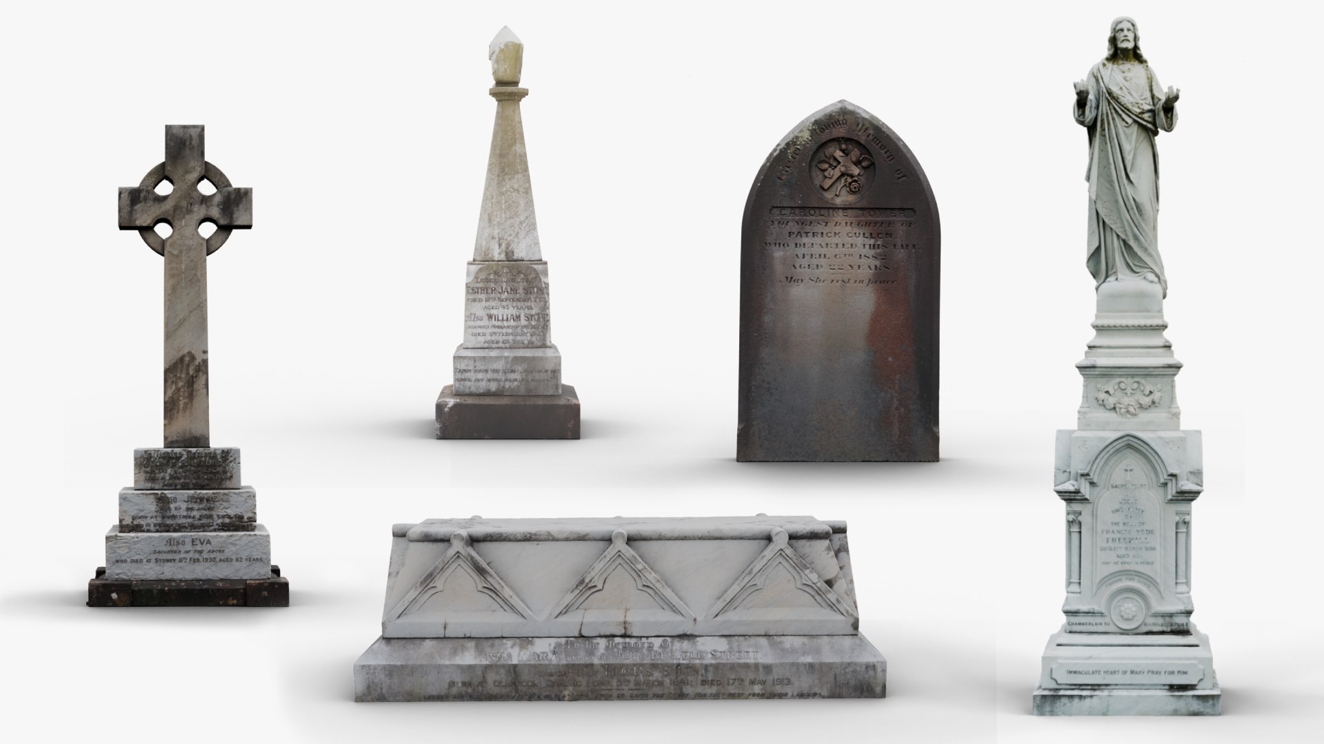 Gravestone Bundle 3D - TurboSquid 2380415