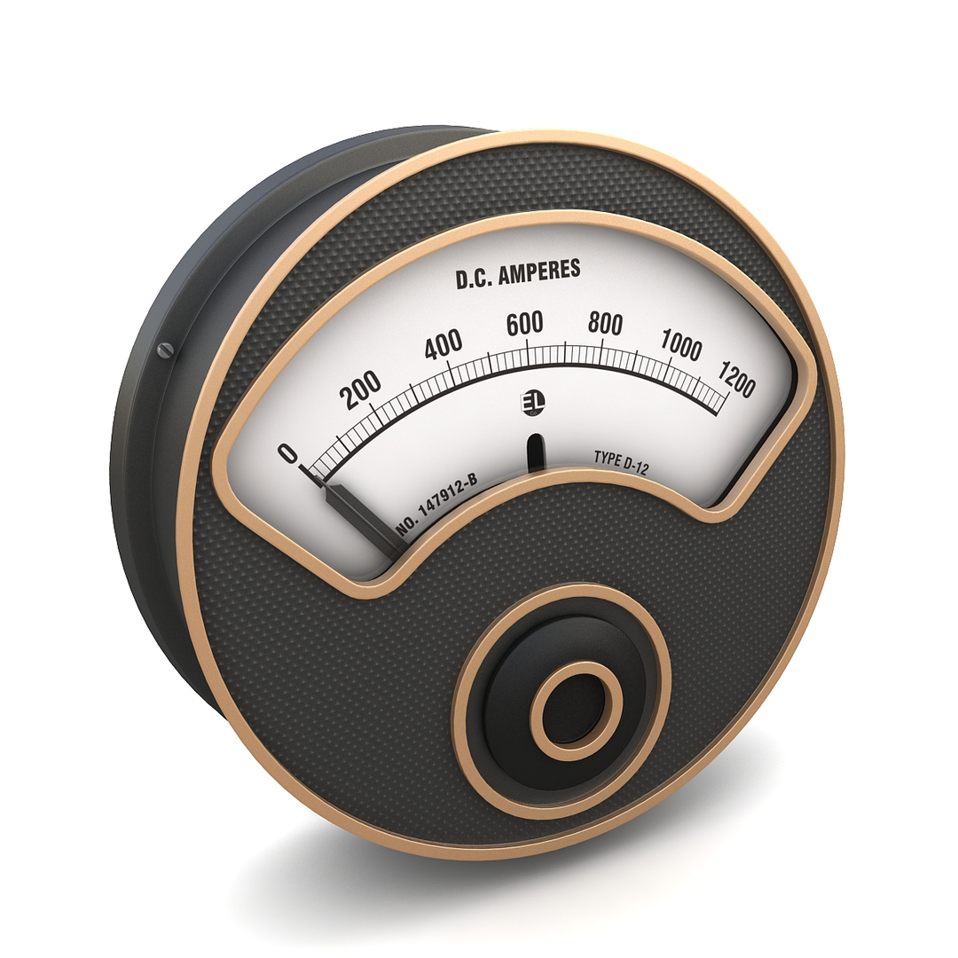 3d model vintage ammeter 03