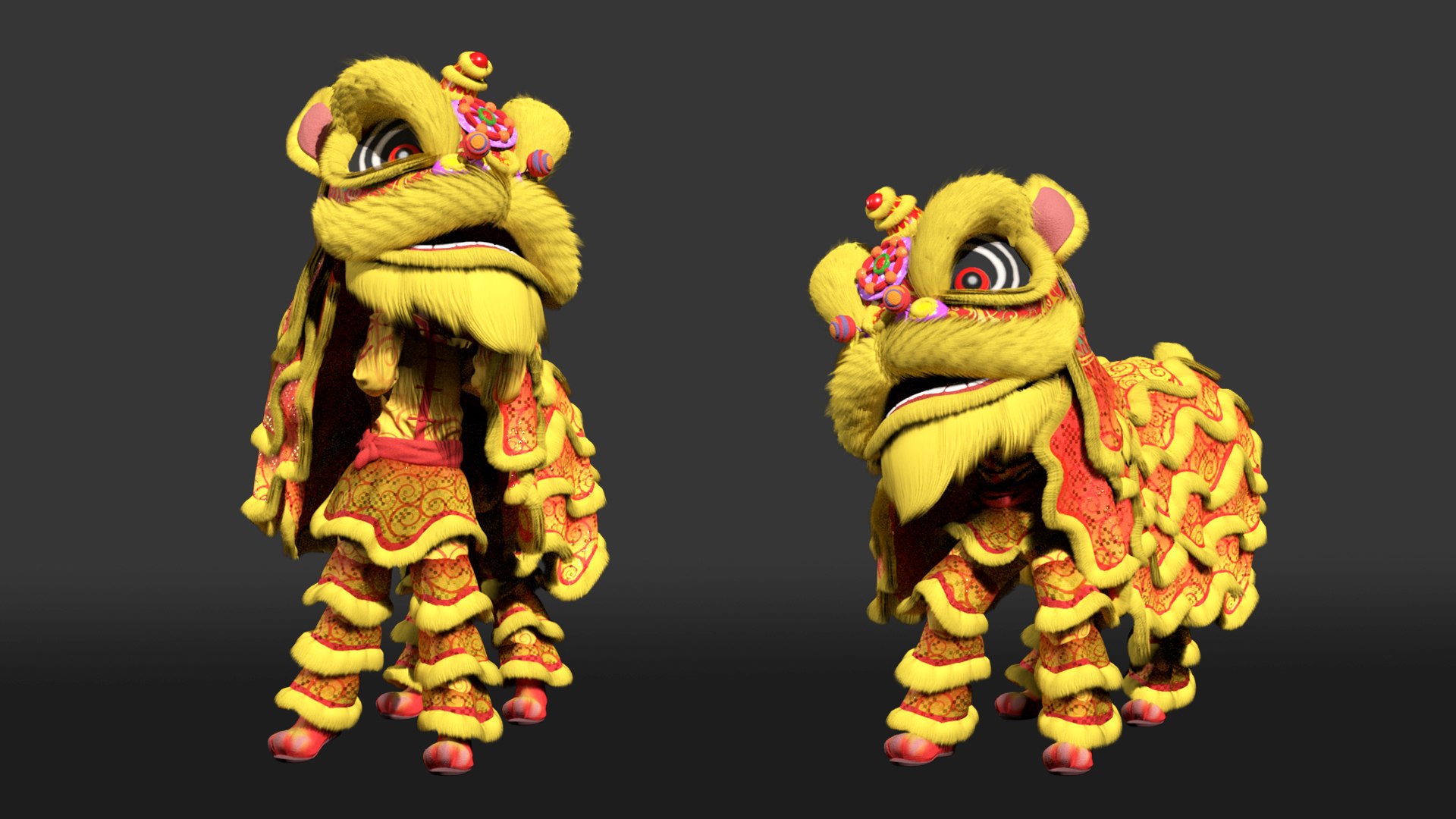 Lion Dance Lunar New Year 3D - TurboSquid 2325216