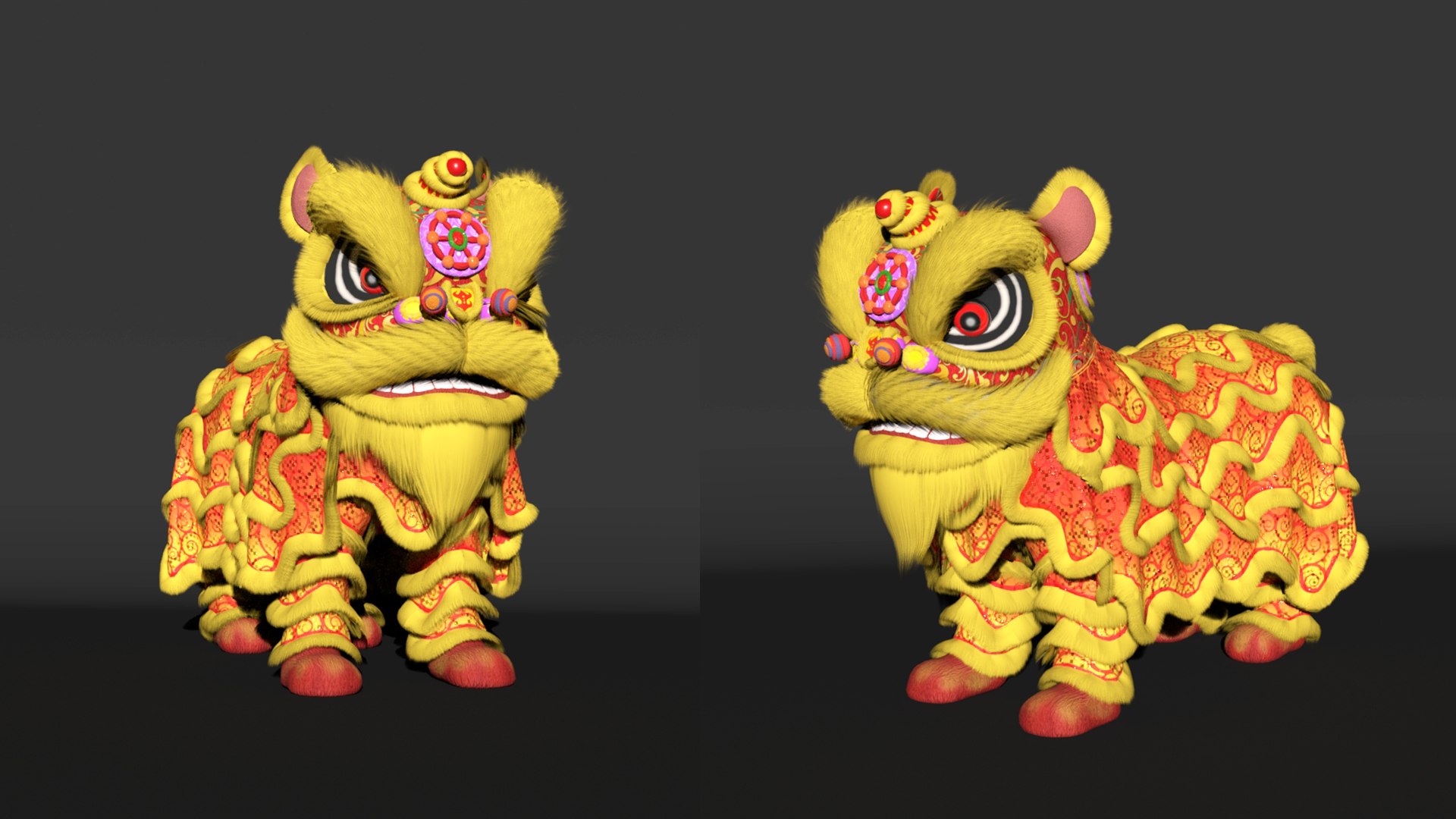 Lion Dance Lunar New Year 3D - TurboSquid 2325216