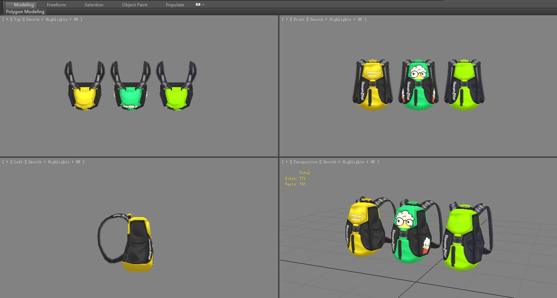 3D Cartoon sports backpack - school bag model - TurboSquid 1950396