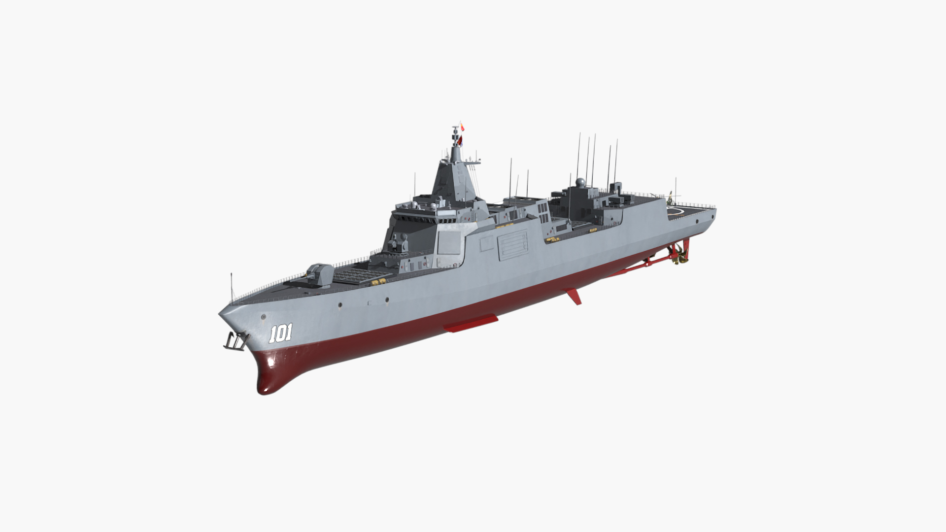 Type-055s Destroyer With Harbin Z-9WZ Helicopter Model - TurboSquid 2362506