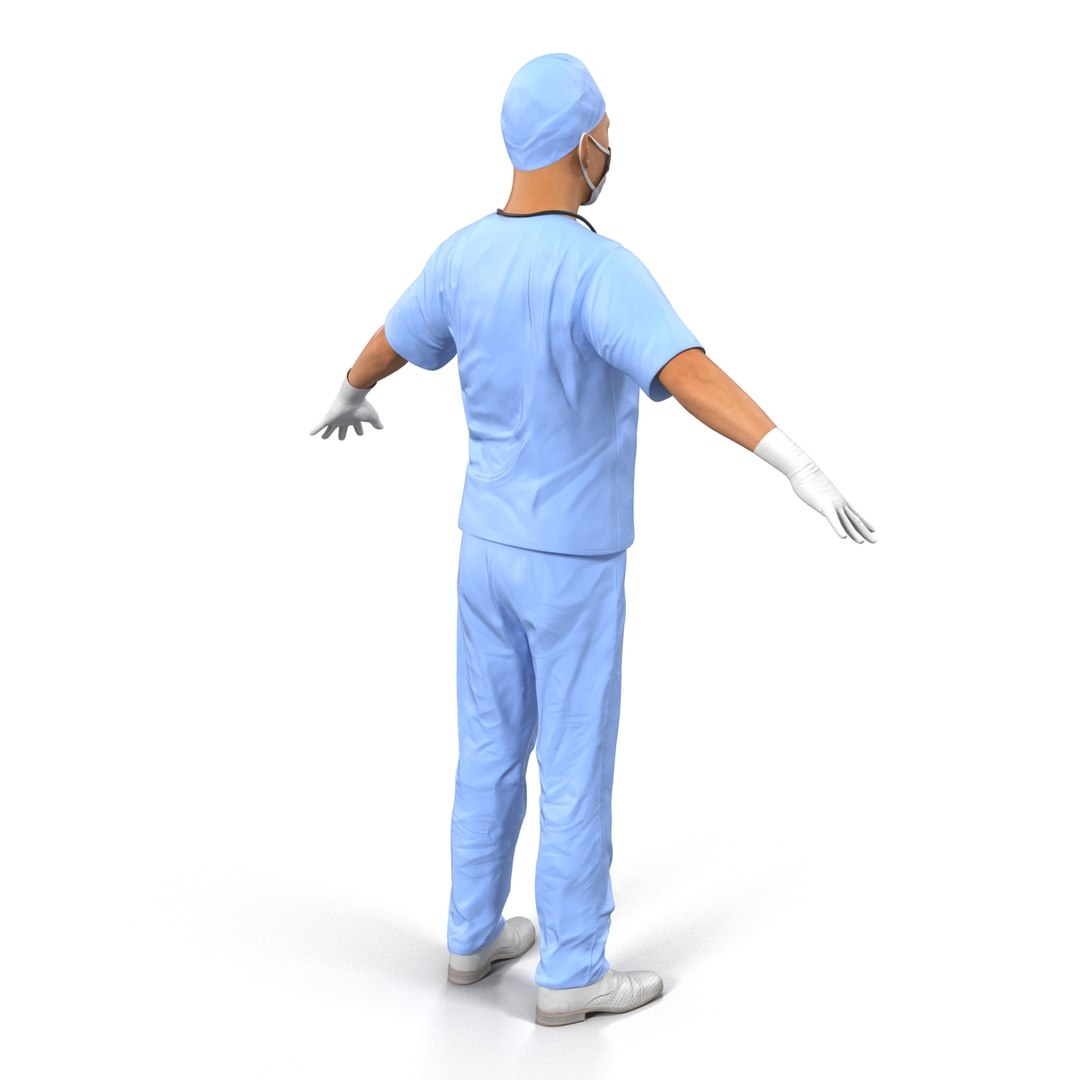 3d model male surgeon asian rigged