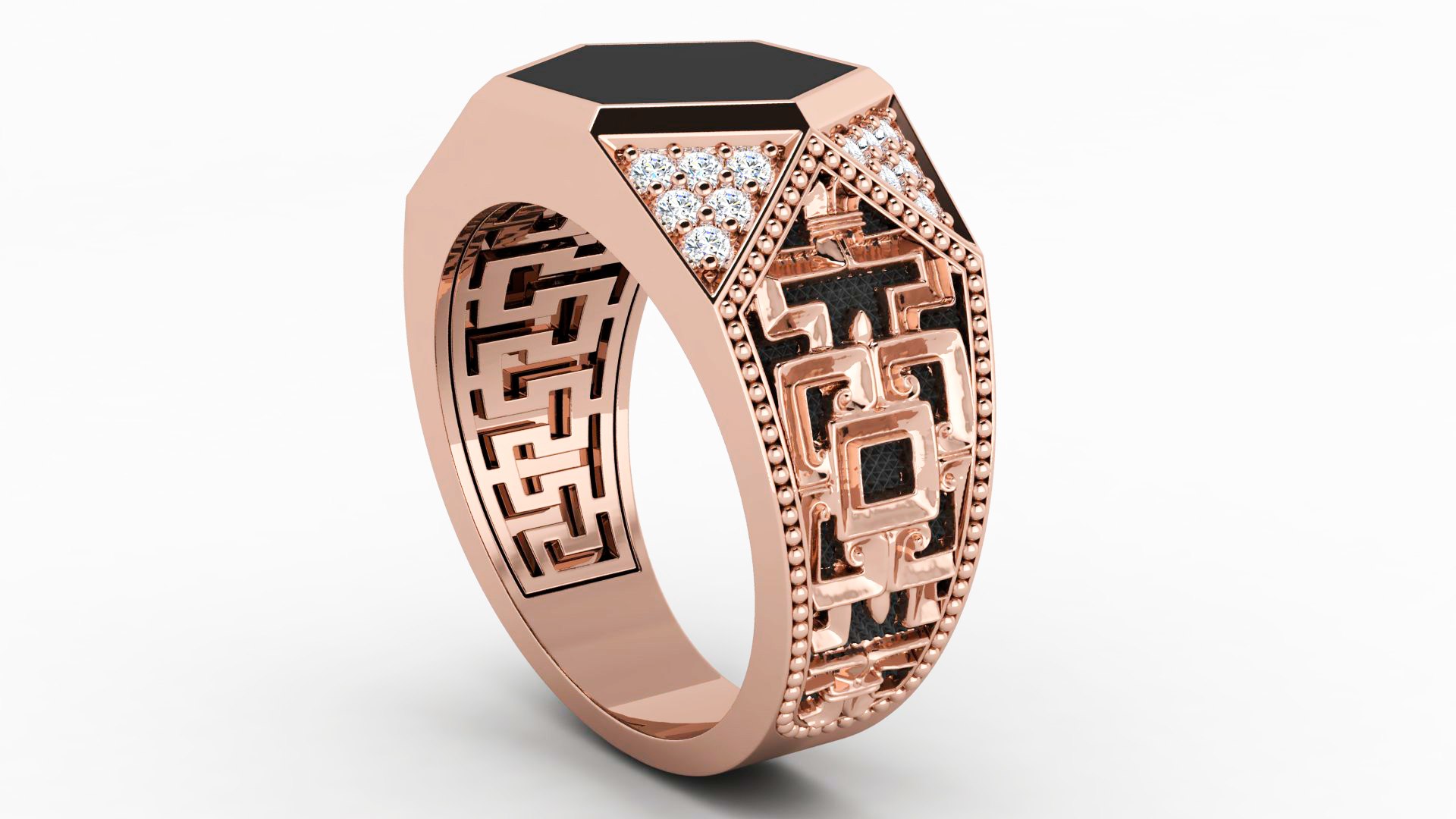 3D Men Ring Hexagonal Gemstone - TurboSquid 1976817