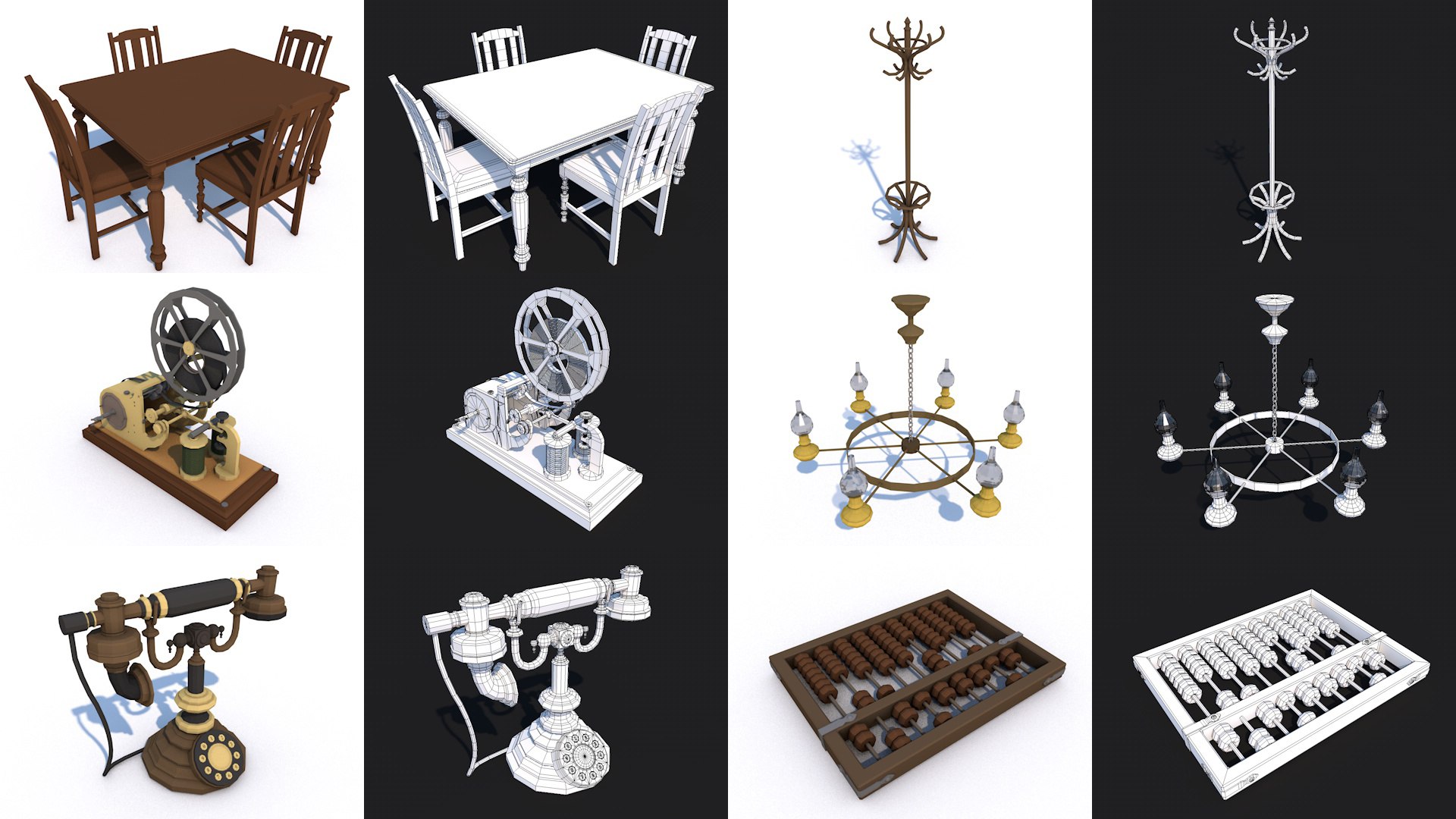 80 Vintage Antique Interior Exterior Furniture Props Collection - Game ...