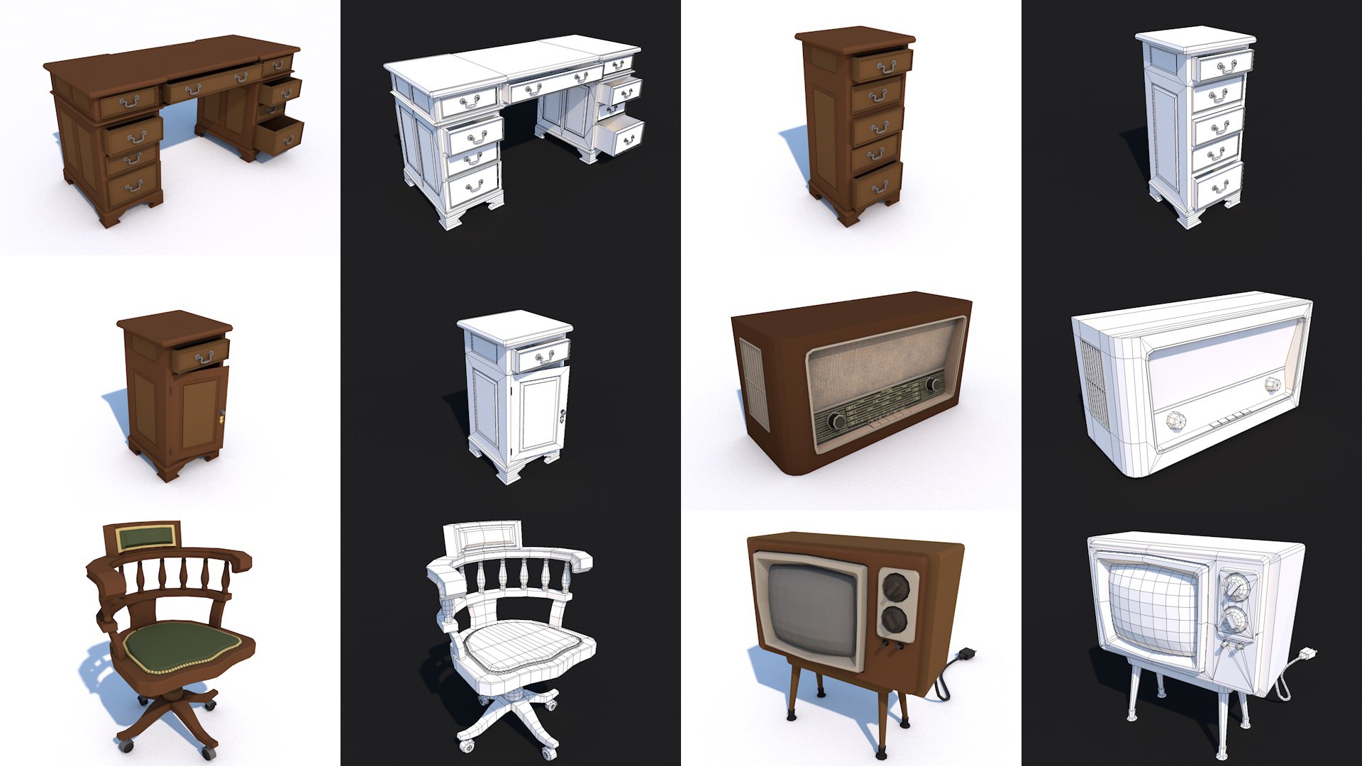 80 Vintage Antique Interior Exterior Furniture Props Collection - Game ...