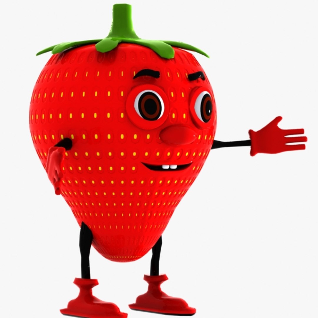 strawberry berry character 3d model