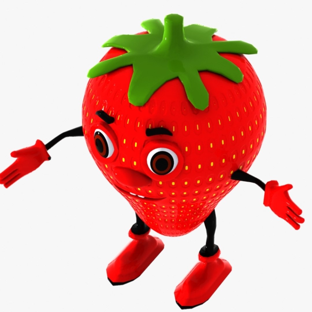 strawberry berry character 3d model