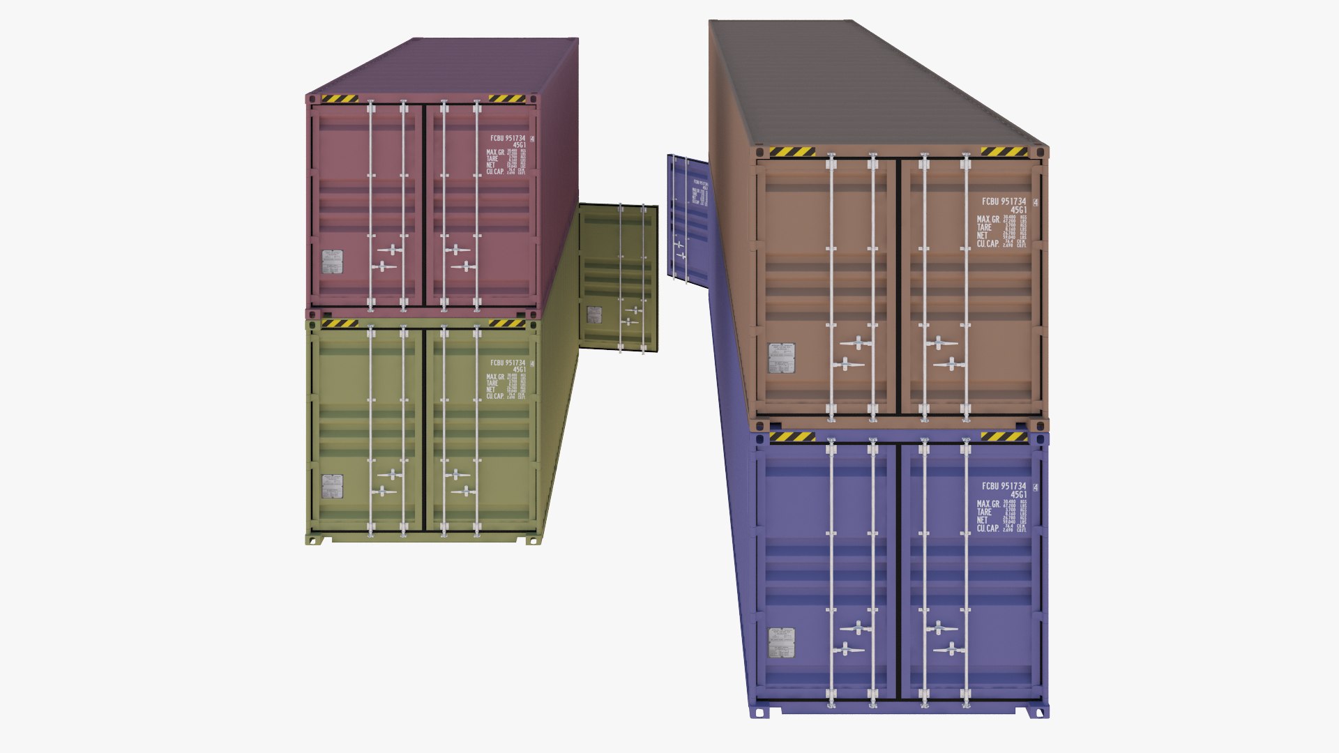 3D Cargo Containers 20ft 40ft - TurboSquid 2052225