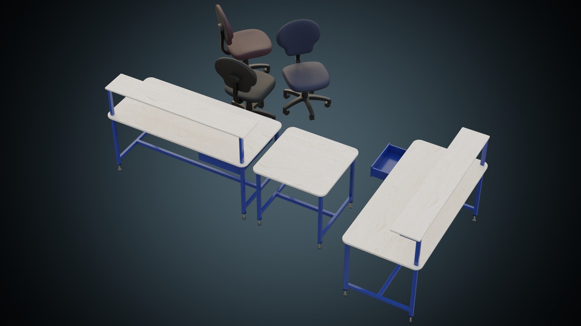 3D Model Desk And Chair 1A - TurboSquid 2328072