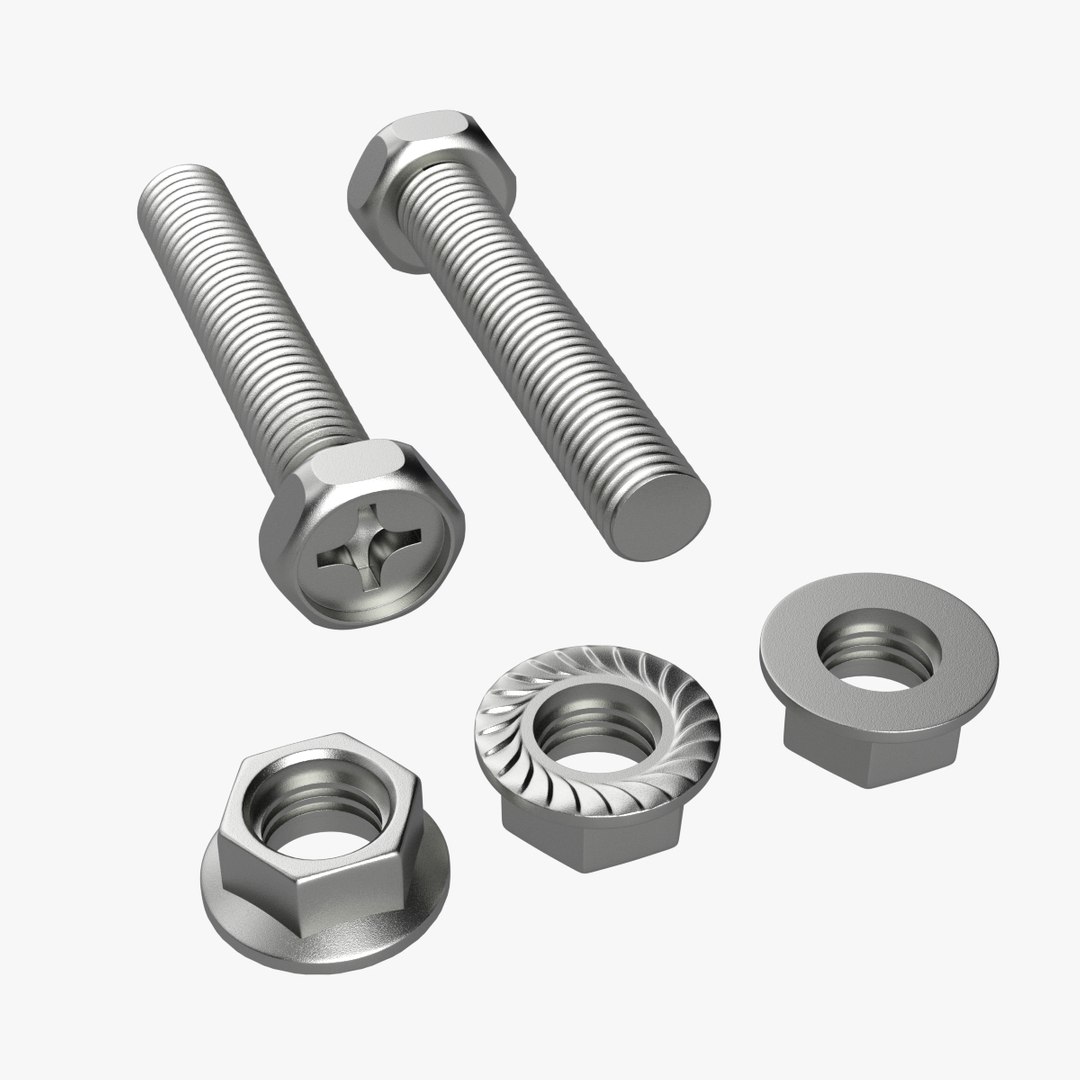 3D Model M8 Screw Bolt With Nut - TurboSquid 1900437
