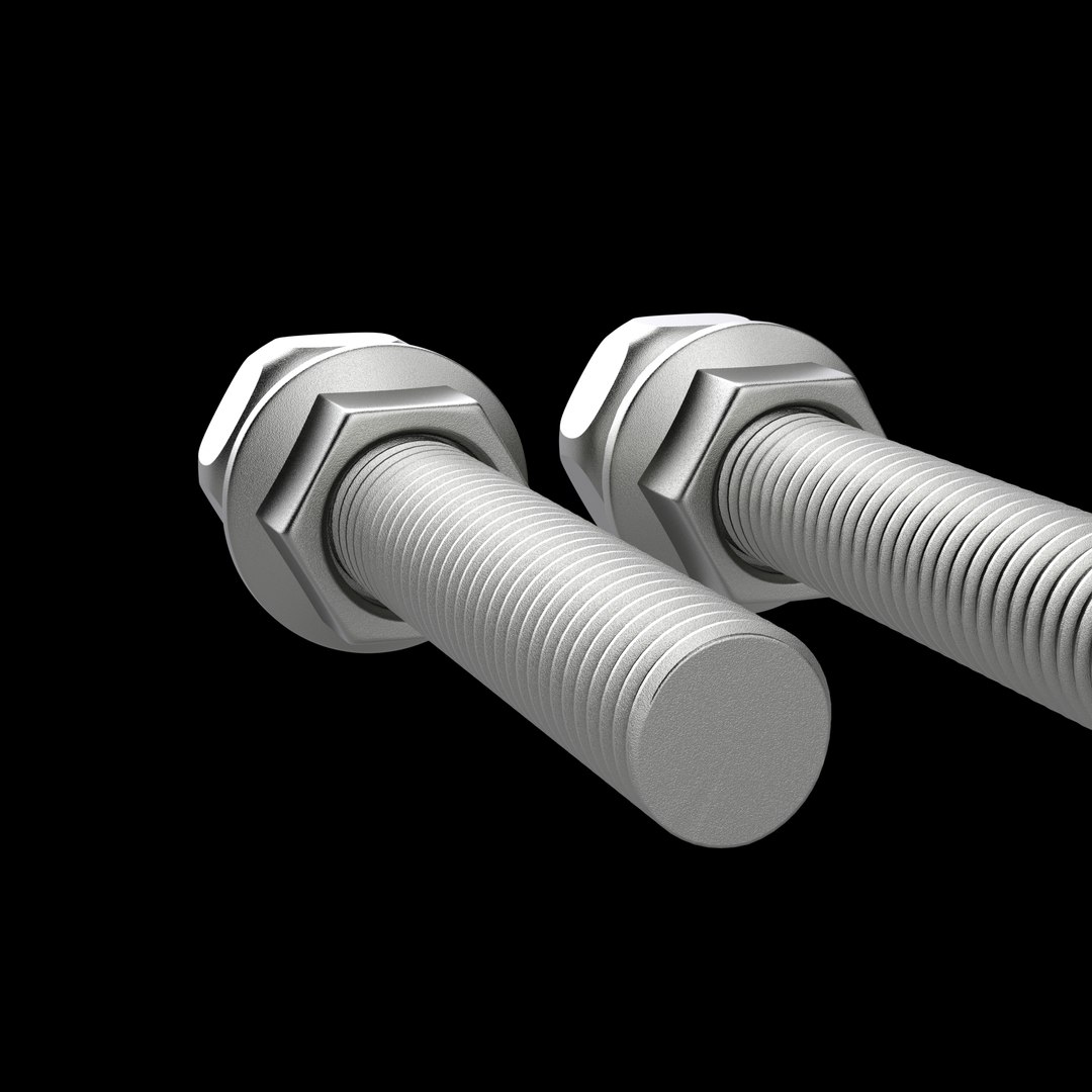 3D Model M8 Screw Bolt With Nut - TurboSquid 1900437