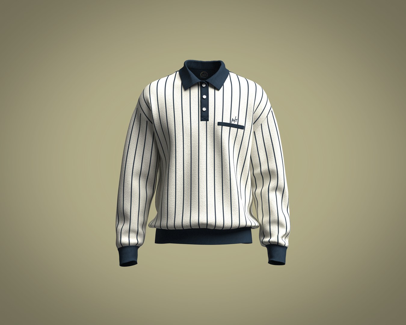 Mens Baseball Polo Shirt With Rib And Graphic Design 3D Model ...