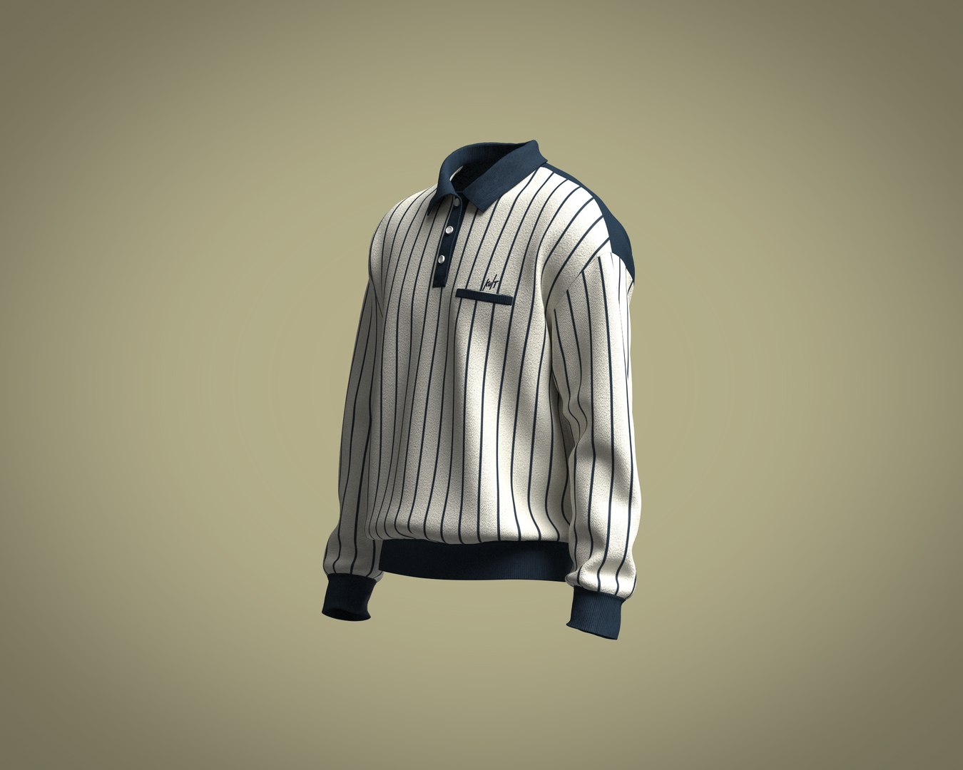 Mens Baseball Polo Shirt With Rib And Graphic Design 3D Model ...