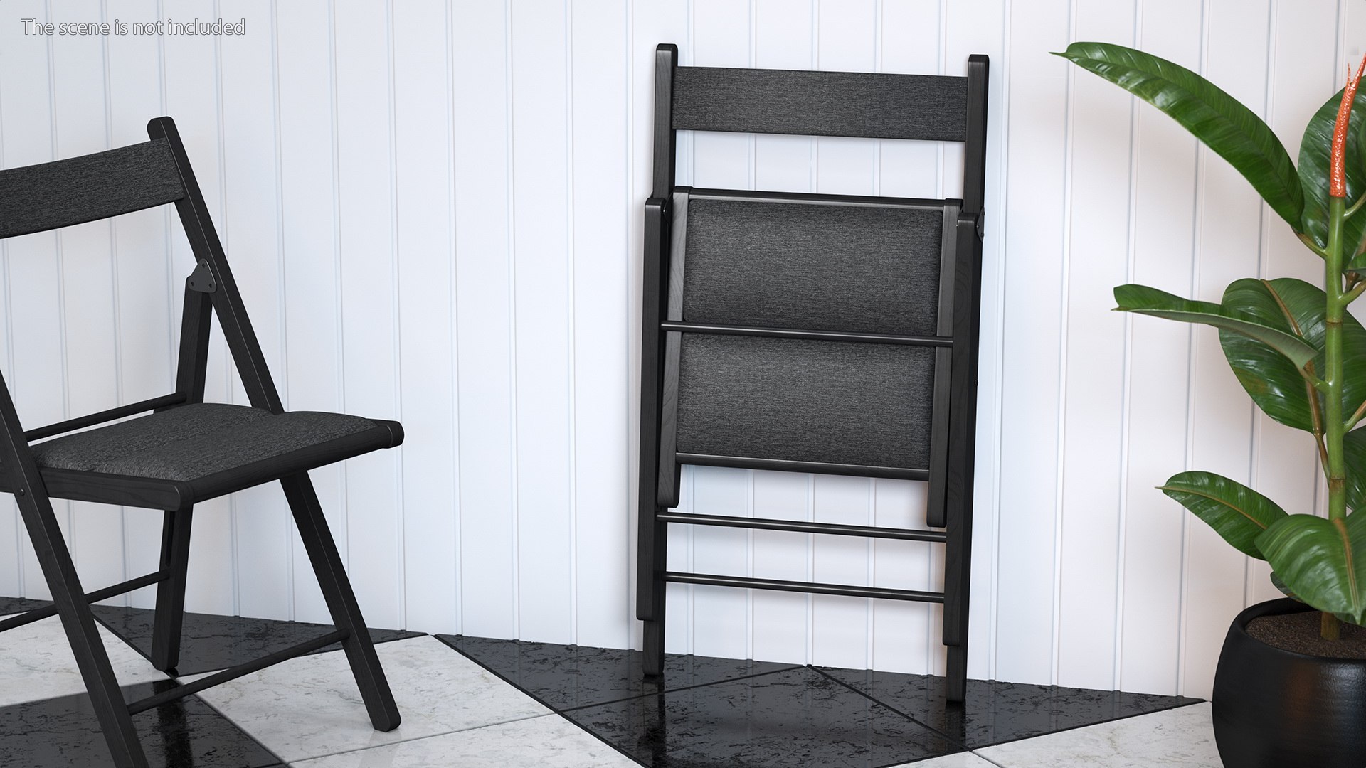 3D Soft Seat Folding Chair Black Closed - TurboSquid 1902682